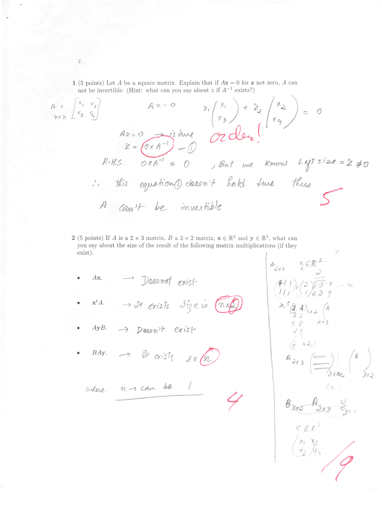 Exam 1 With Resolution Applied Linear Algebra Math 415 Docsity