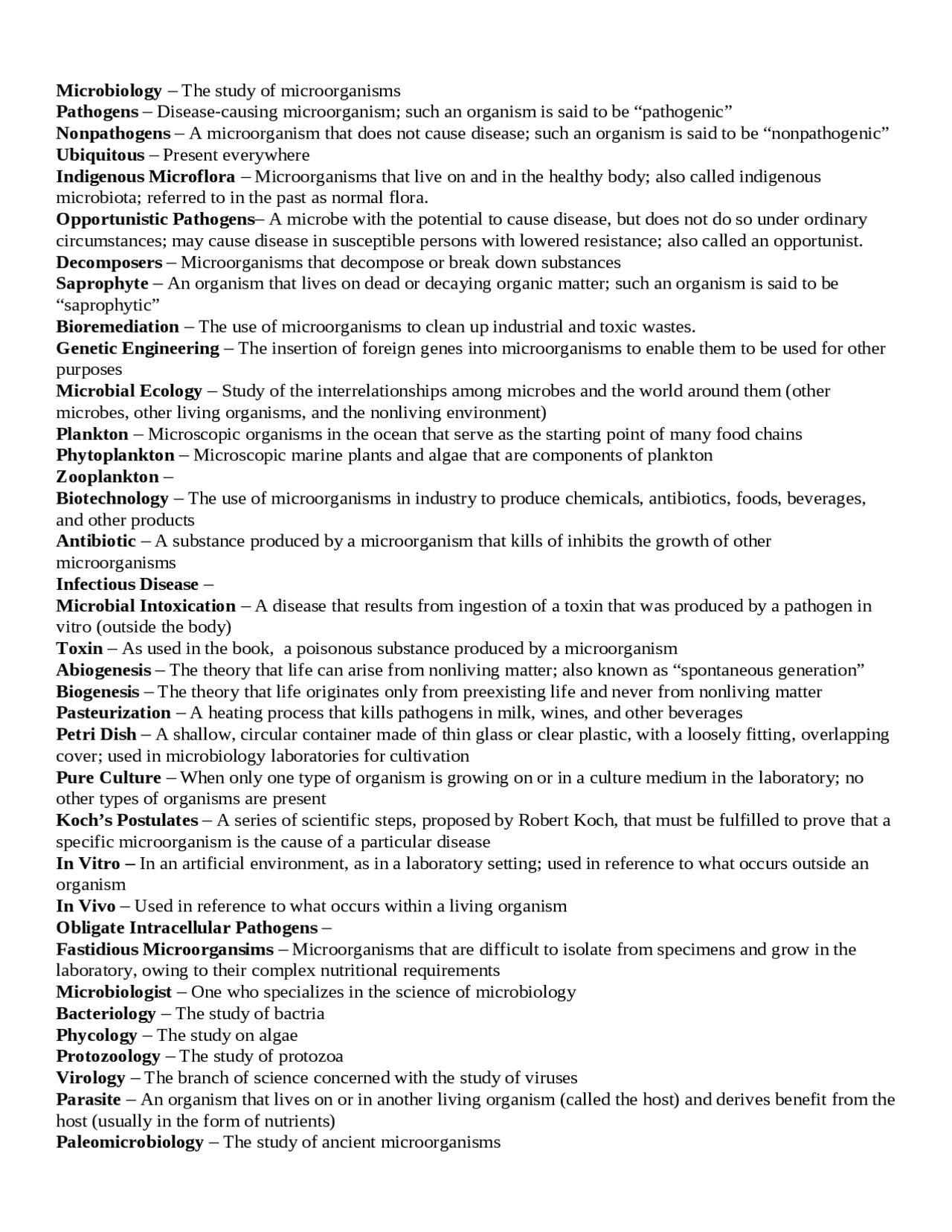 Microbiology: the Study of the Microorganisms - Vocabulary | BIOL 2030 ...