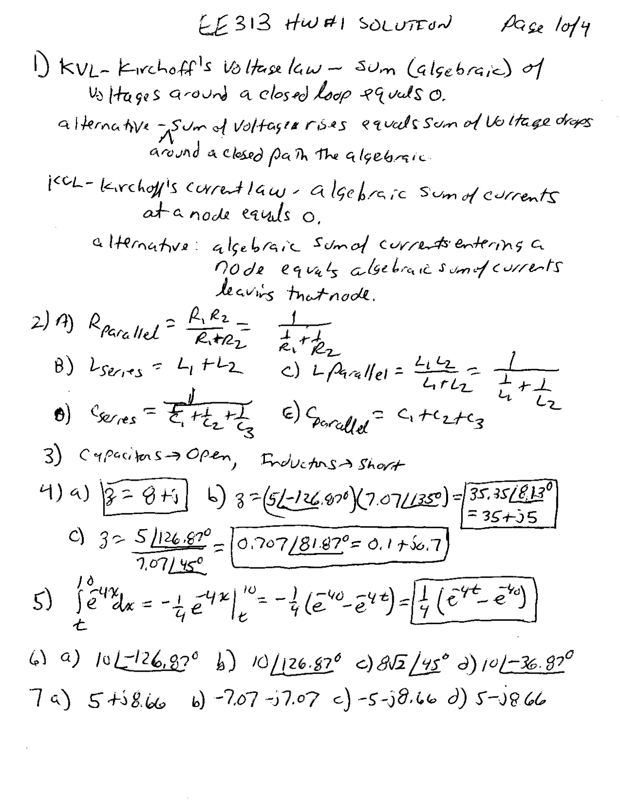12 Questions With Solutions Assignment 1 Ee 313 Docsity