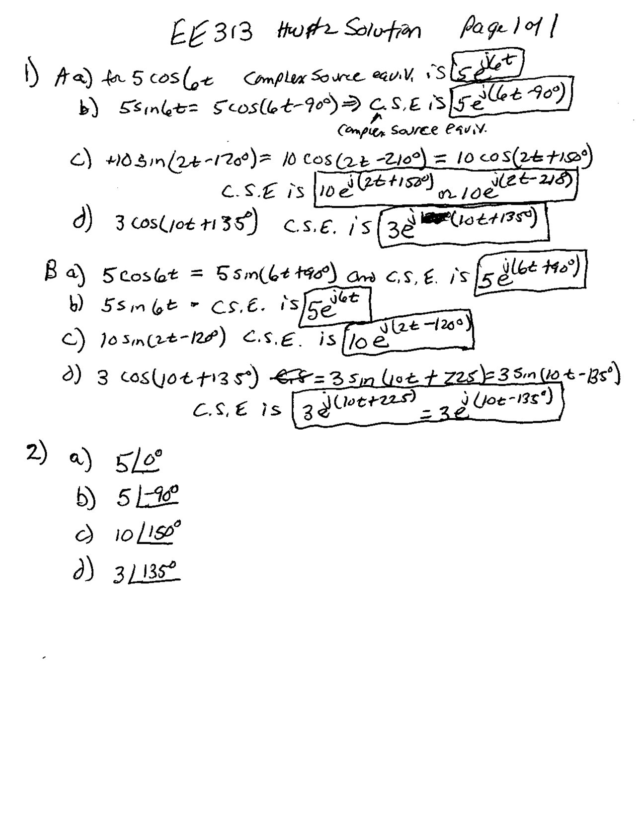 2 Questions With Solutions Assignment 2 Ee 313 Docsity