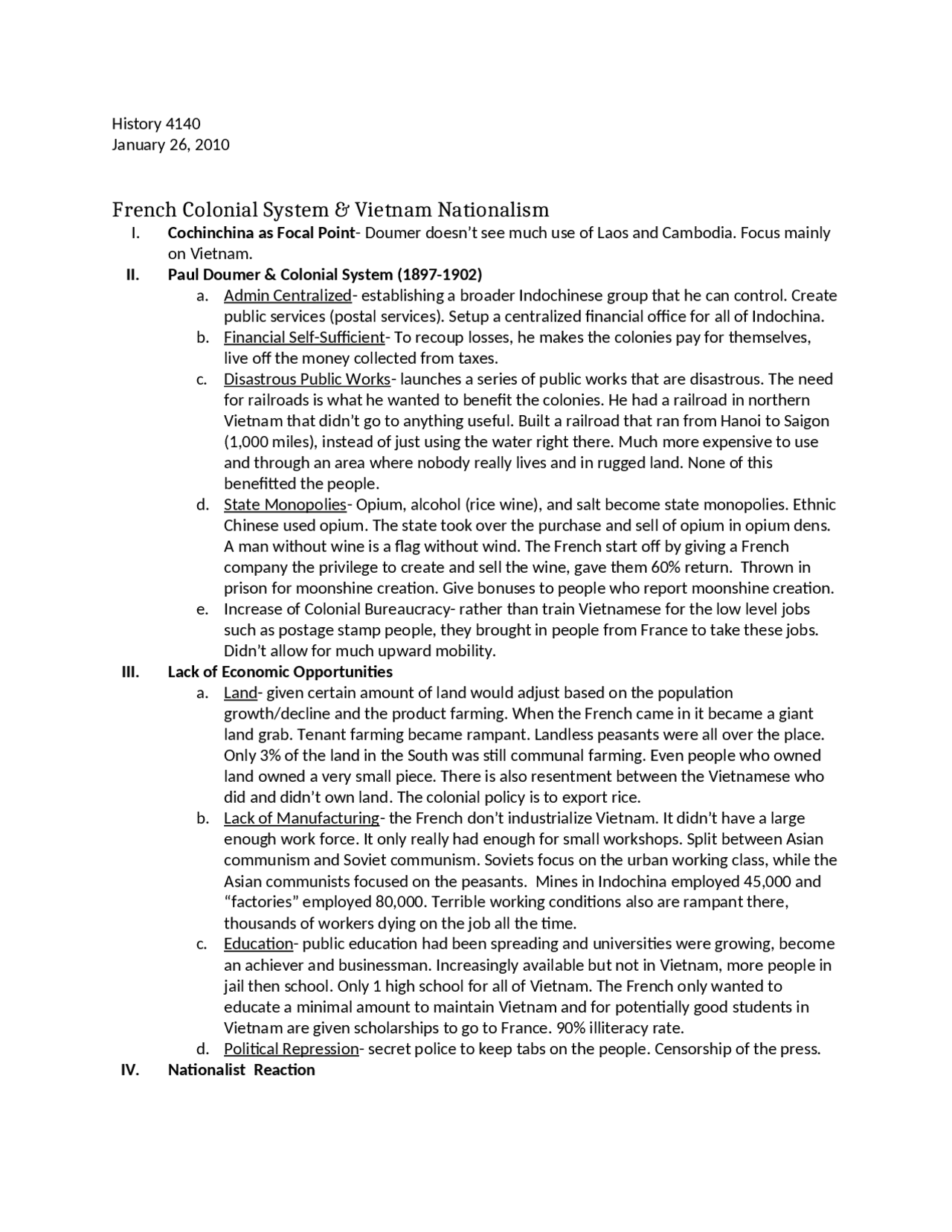 French Colonial System & Vietnam Nationalism | HIST 4140 | Study notes ...