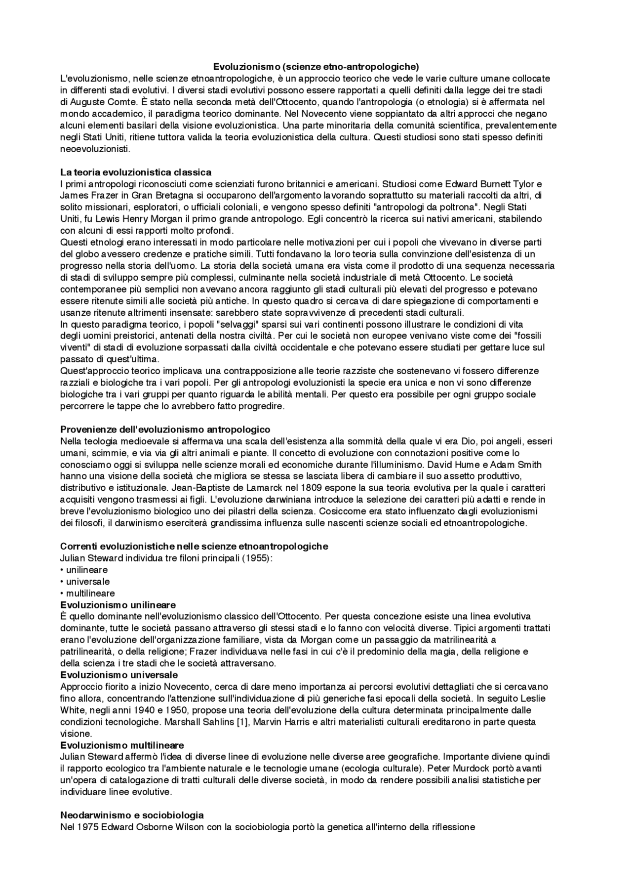 Evoluzionismo-Tylor-Frazer-Morgan | Sintesi del corso di Antropologia ...