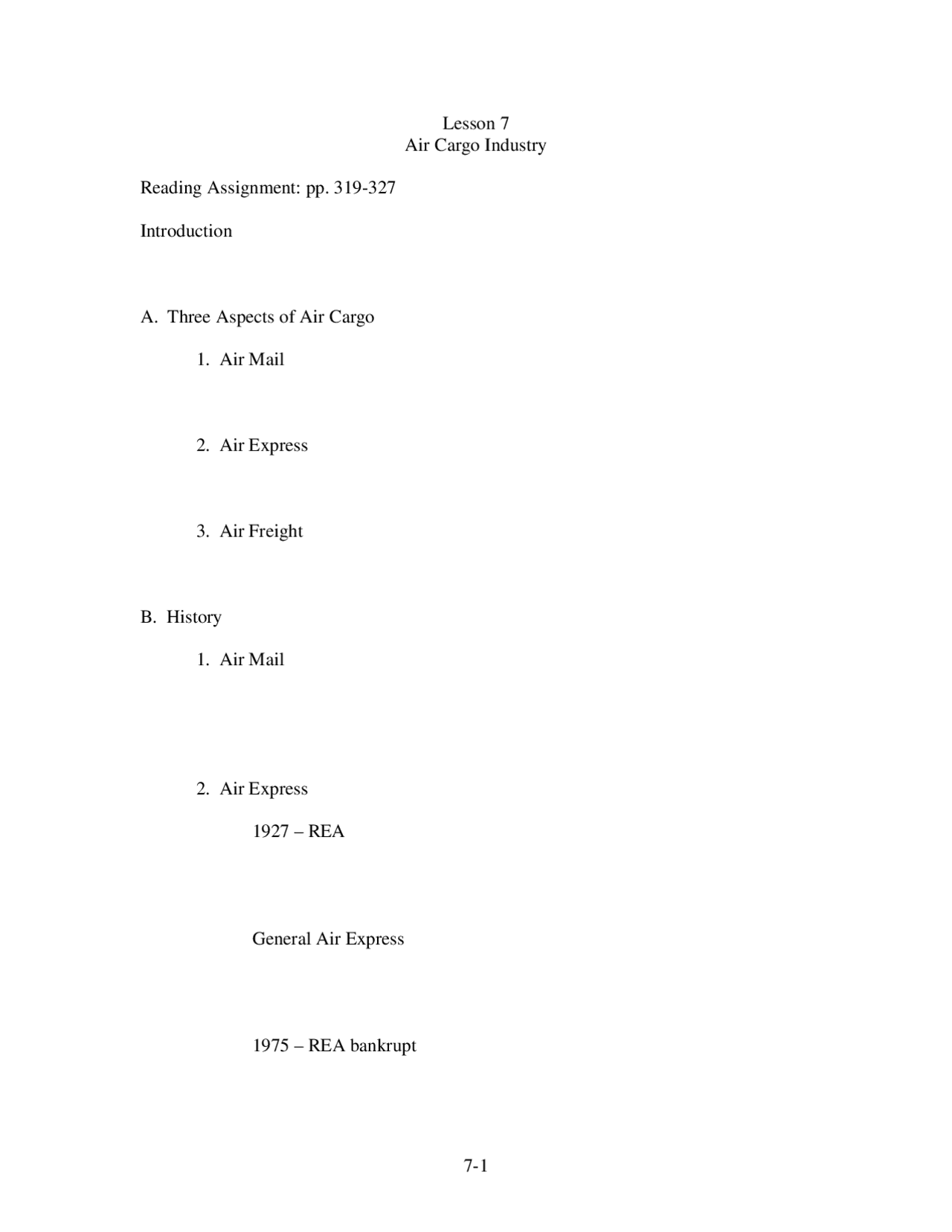 Air Cargo Industry - Air Transportation - Notes | AT 25800 - Docsity