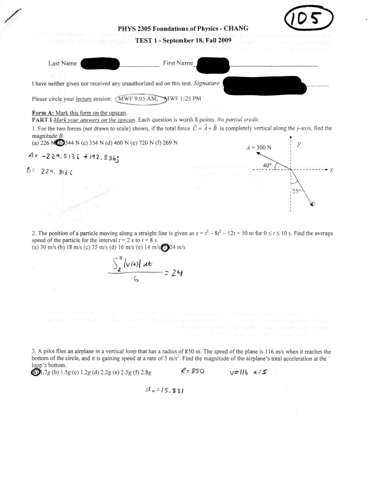 Foundations Of Physics I Exam 1 With Solution Phys 2305 Docsity