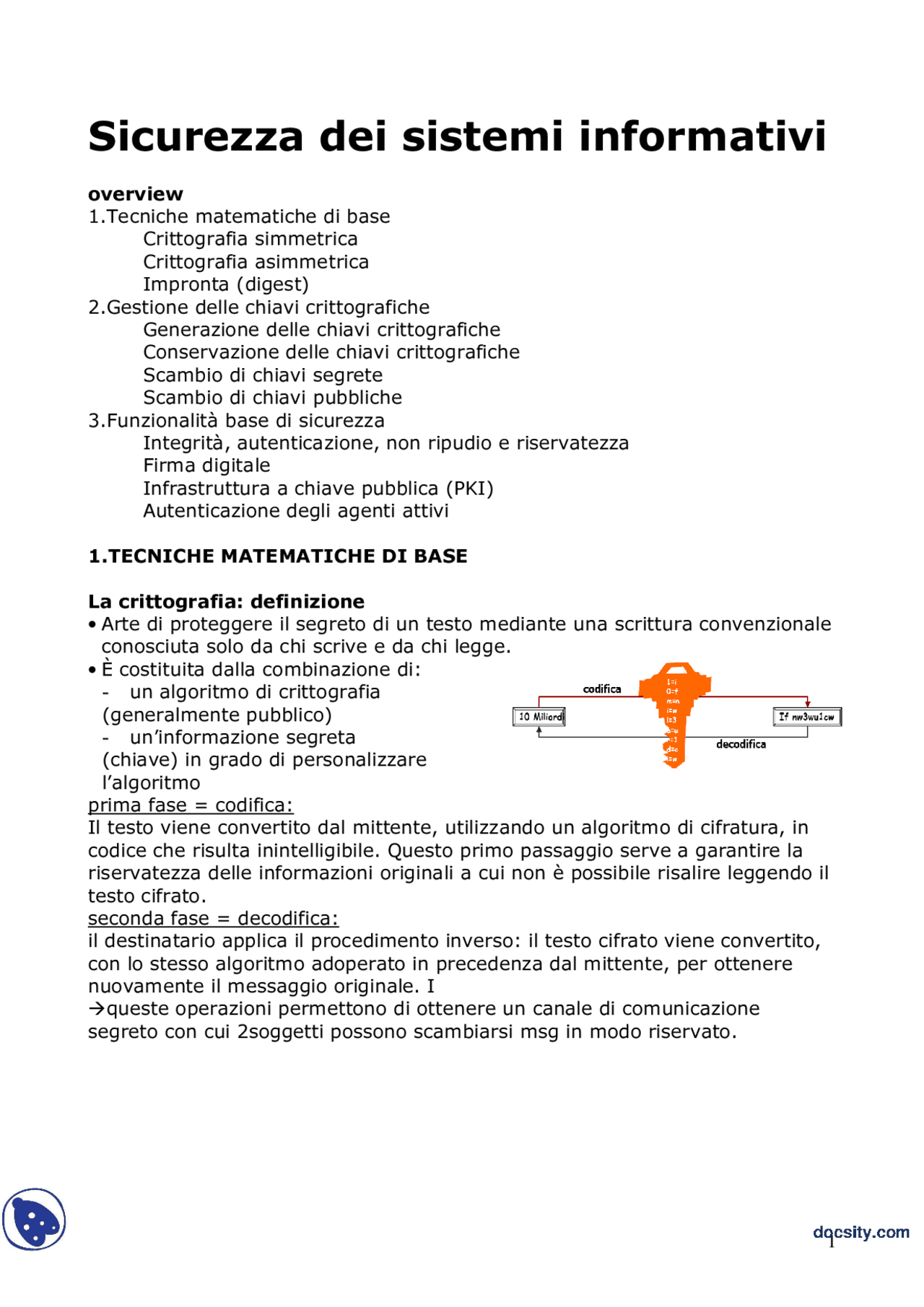 Sicurezza dei sistemi informativi - Schemi Crittografia e tecniche ...