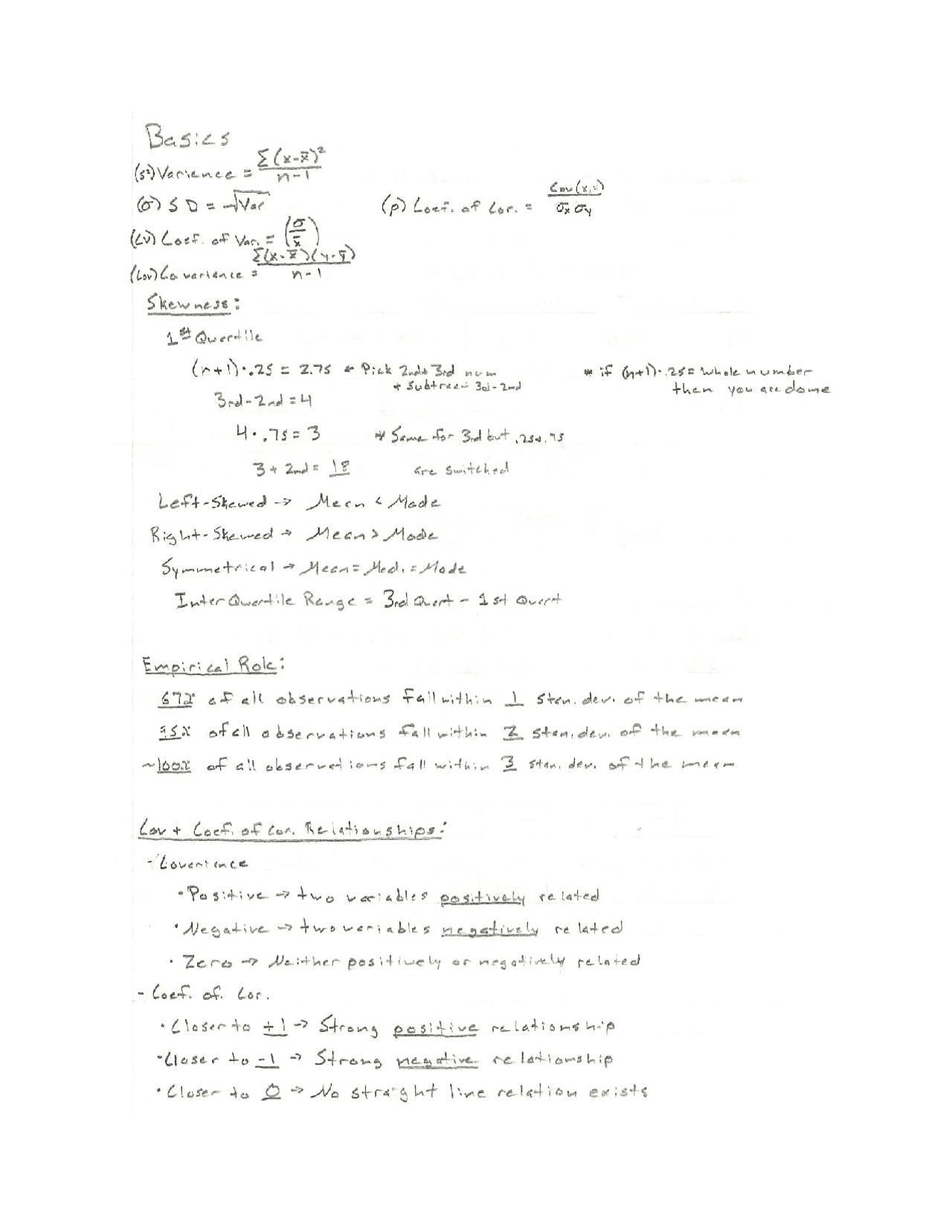 Review Sheet for Economic Statistics I | ECON 202 - Docsity