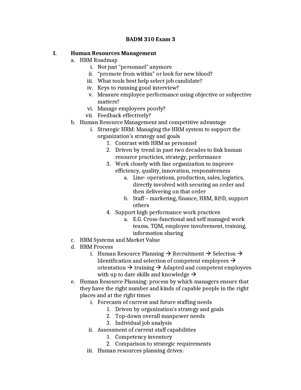Review Sheet On Management And Organizational Behavior Badm 310 Docsity