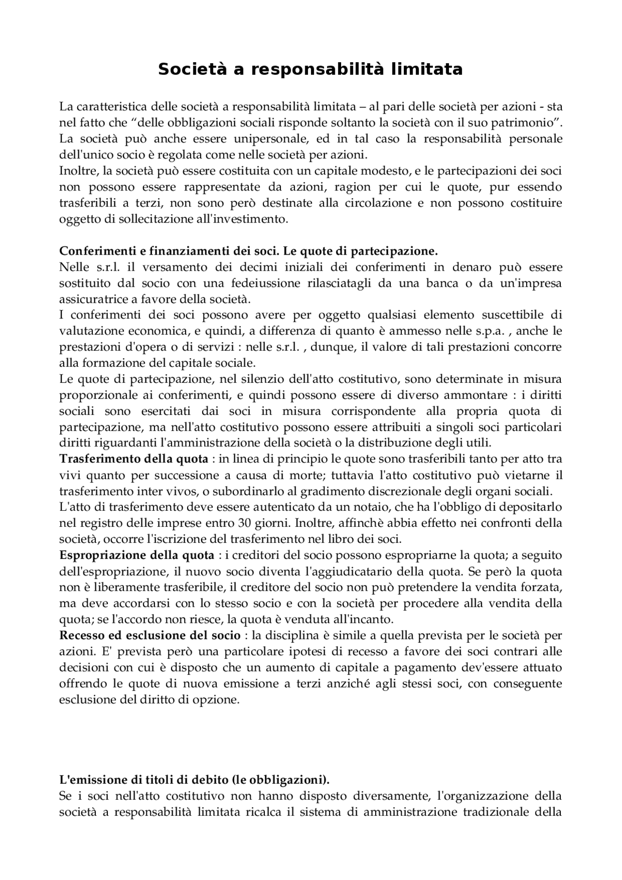 Società A Responsabilità Limitata Docsity