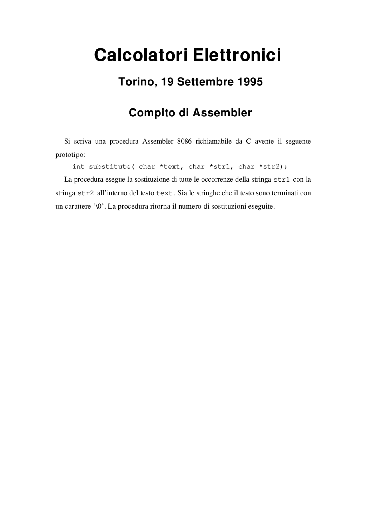 Calcolatori Elettronici Tema Desame 19 09 1995 Prove Desame Di
