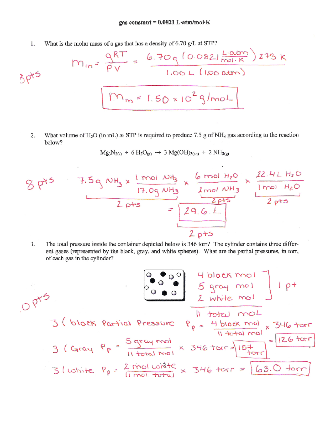 Exam One Solved Freshman Chemistry Ii Chem 1212 Docsity