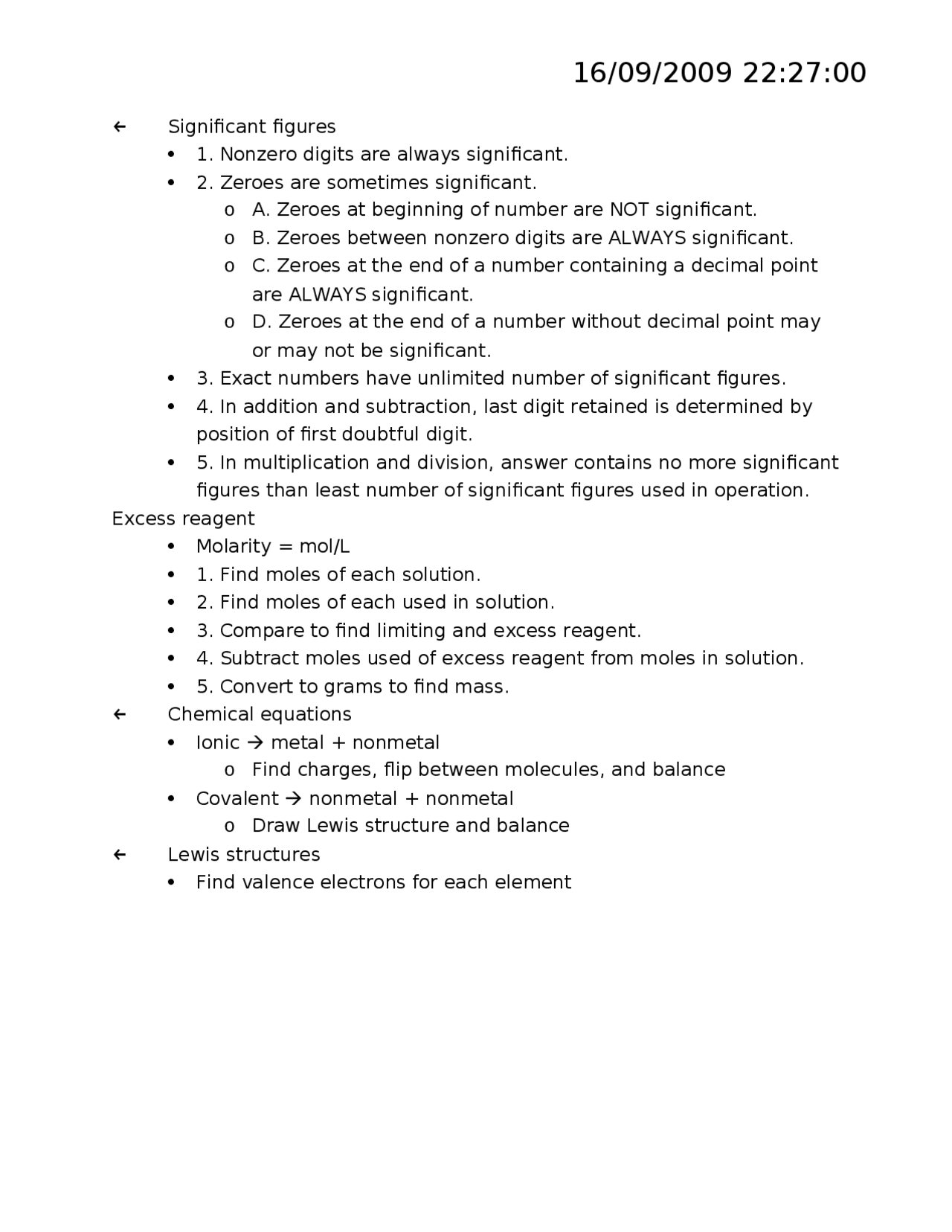 Chemistry Concepts: Sig Figs, Excess Reagent, Chem Equations, Lewis ...