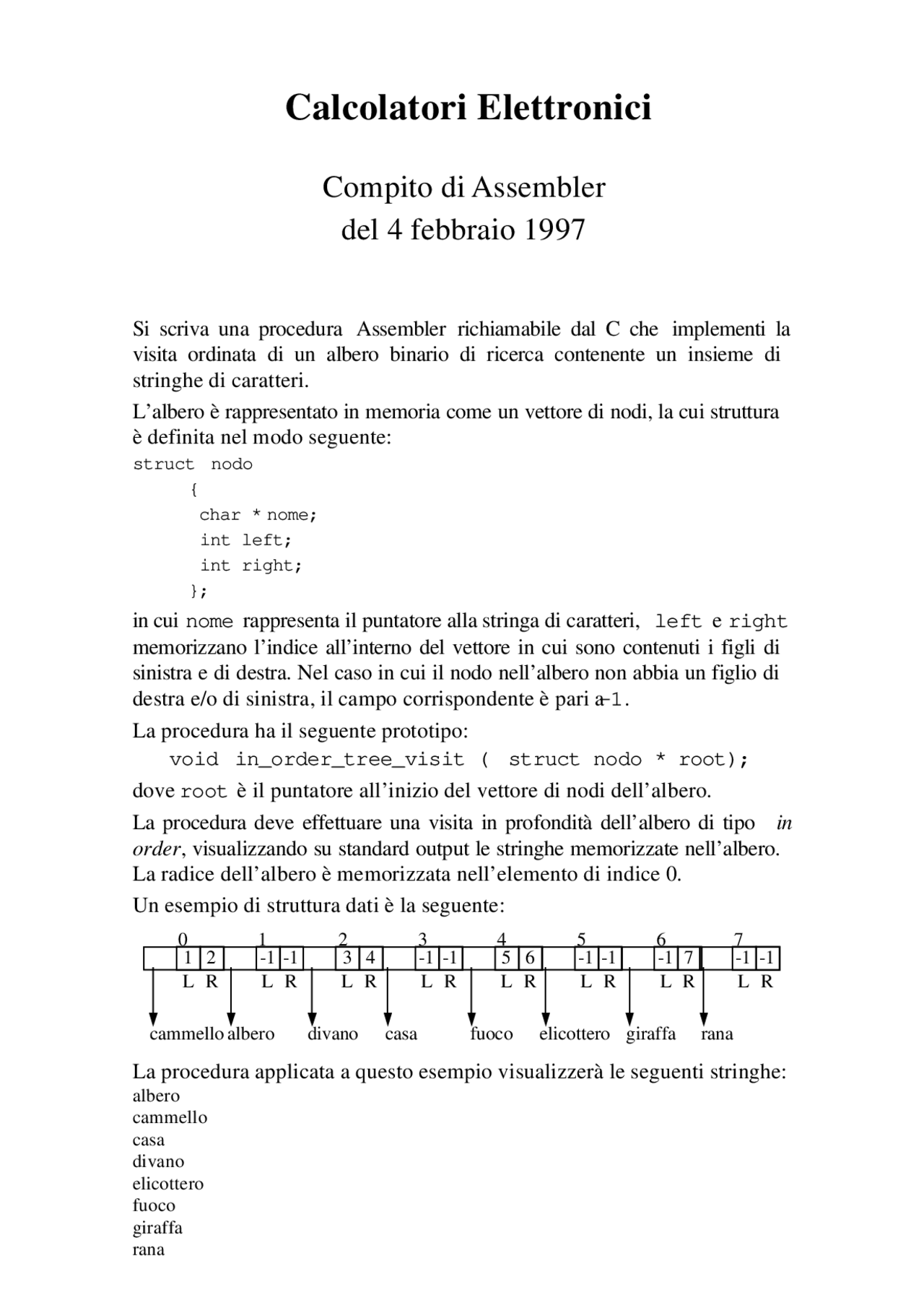 Calcolatori Elettronici Tema Desame 4 02 1997 Docsity