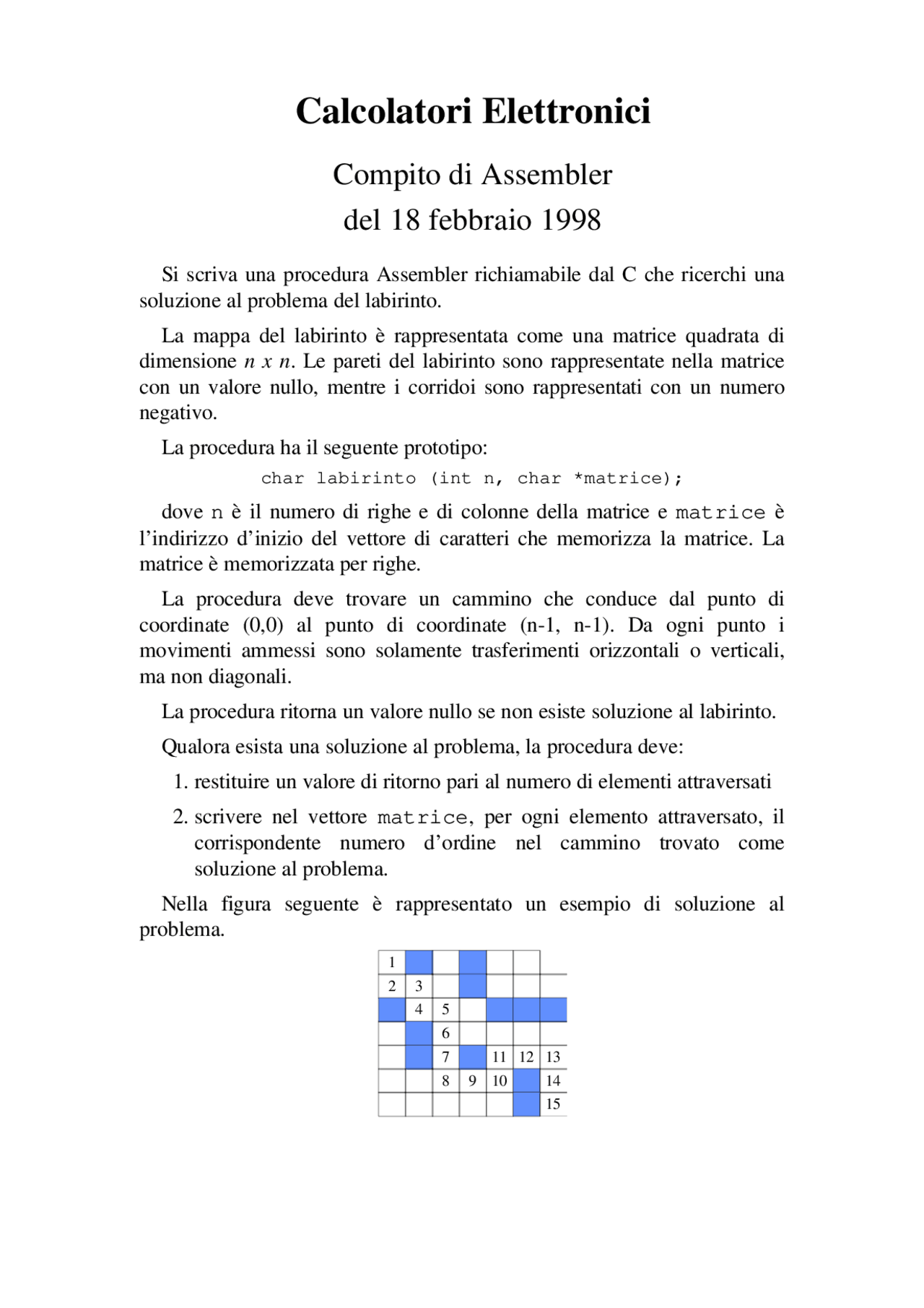Calcolatori Elettronici Tema Desame 18 02 1998 Docsity