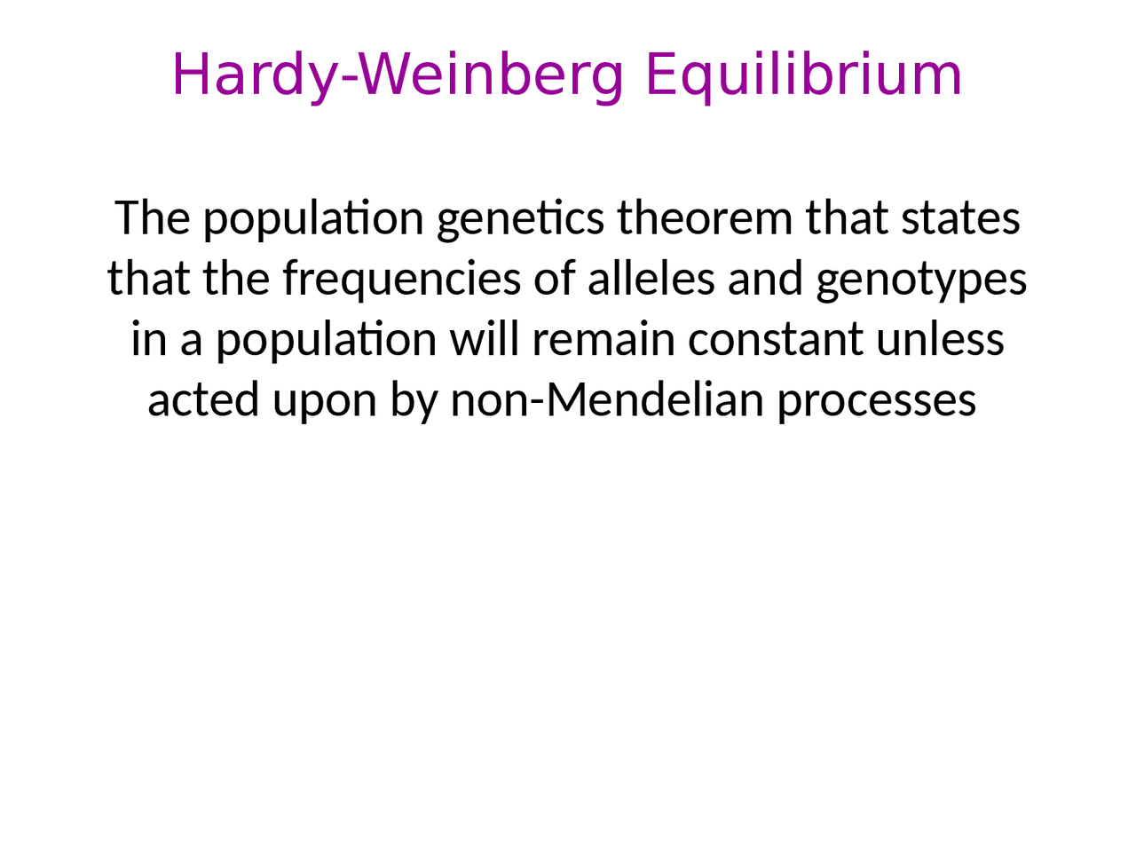 Hardy Weinberg Equilibrium in Populations Genetics Theorem | BIOL 1202 ...
