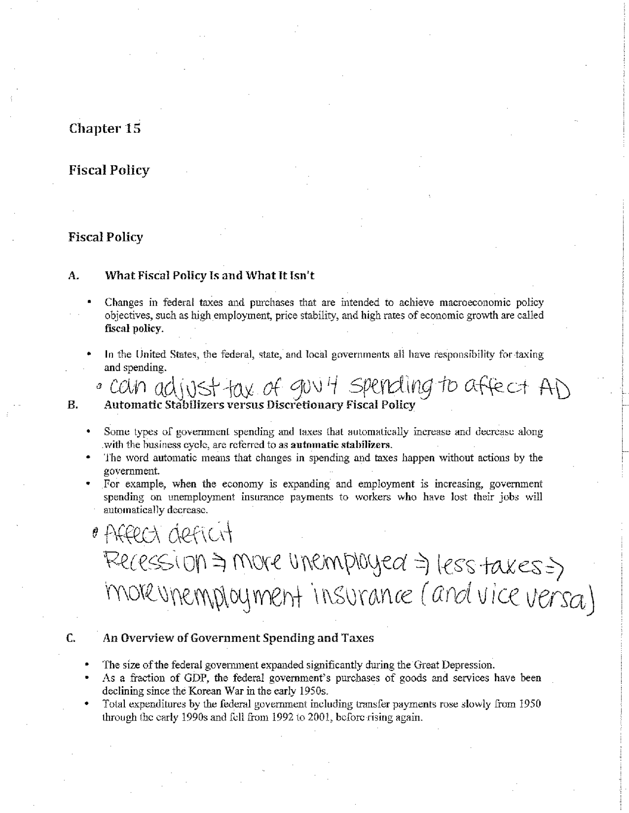 Solutions For Handwritten Notes Principles Of Macroeconomics Econ