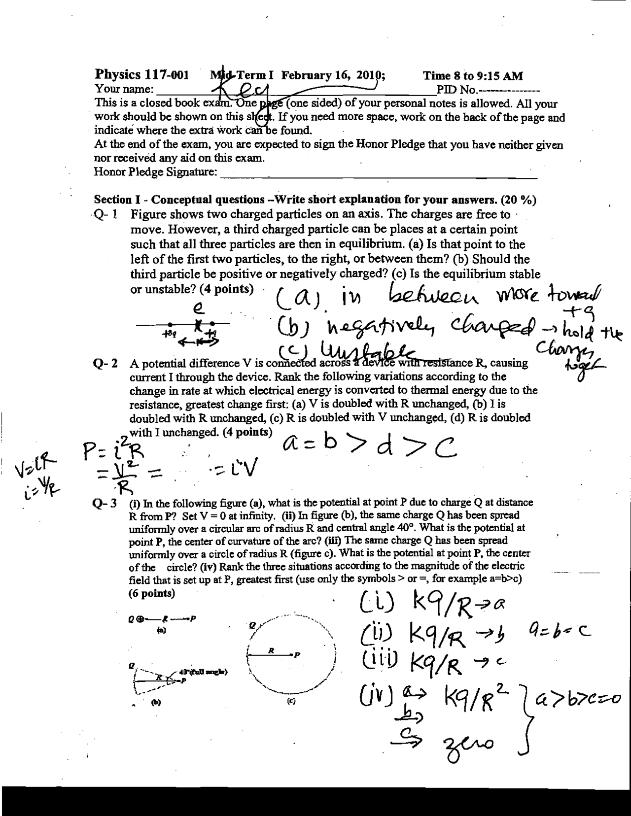 Exam 1 Solutions Electromagnetism And Optics Phys 117 Docsity