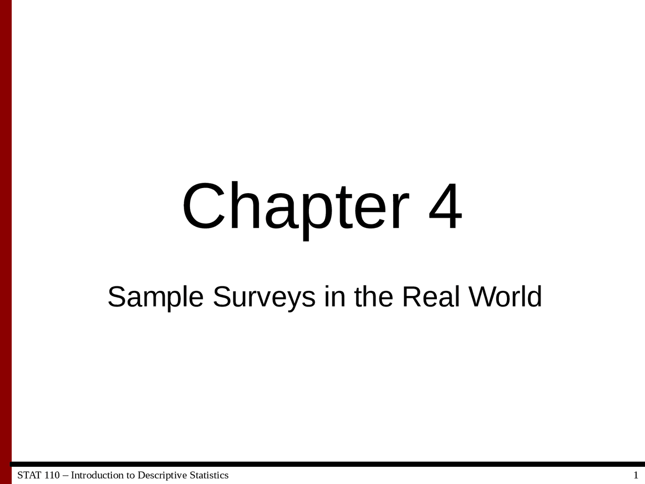 Sample Surveys In The Real World Lecture Slides Stat 110 Docsity