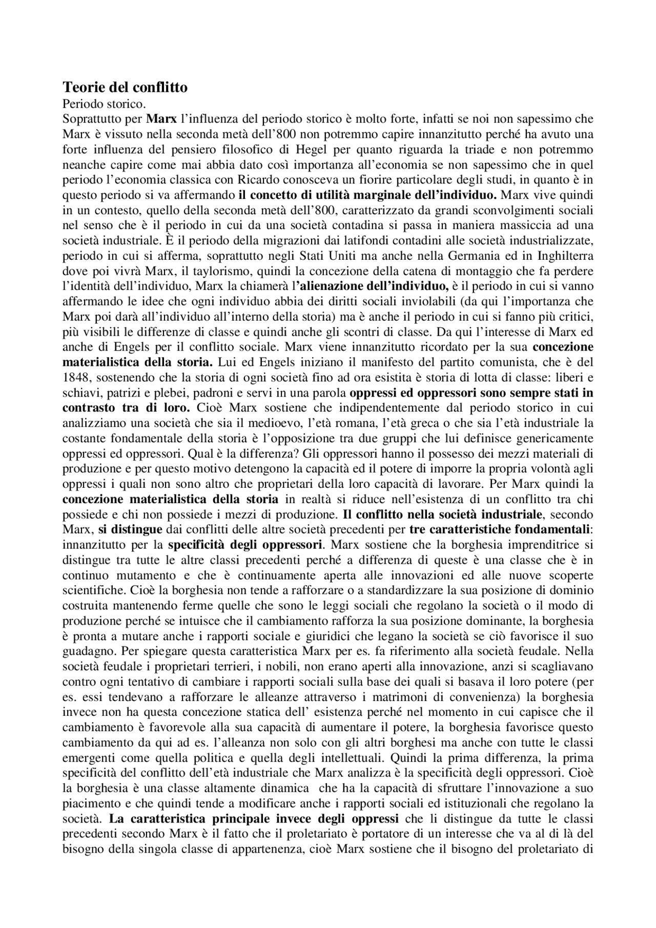 Sociologia Avanzata Teorie Del Conflitto Docsity