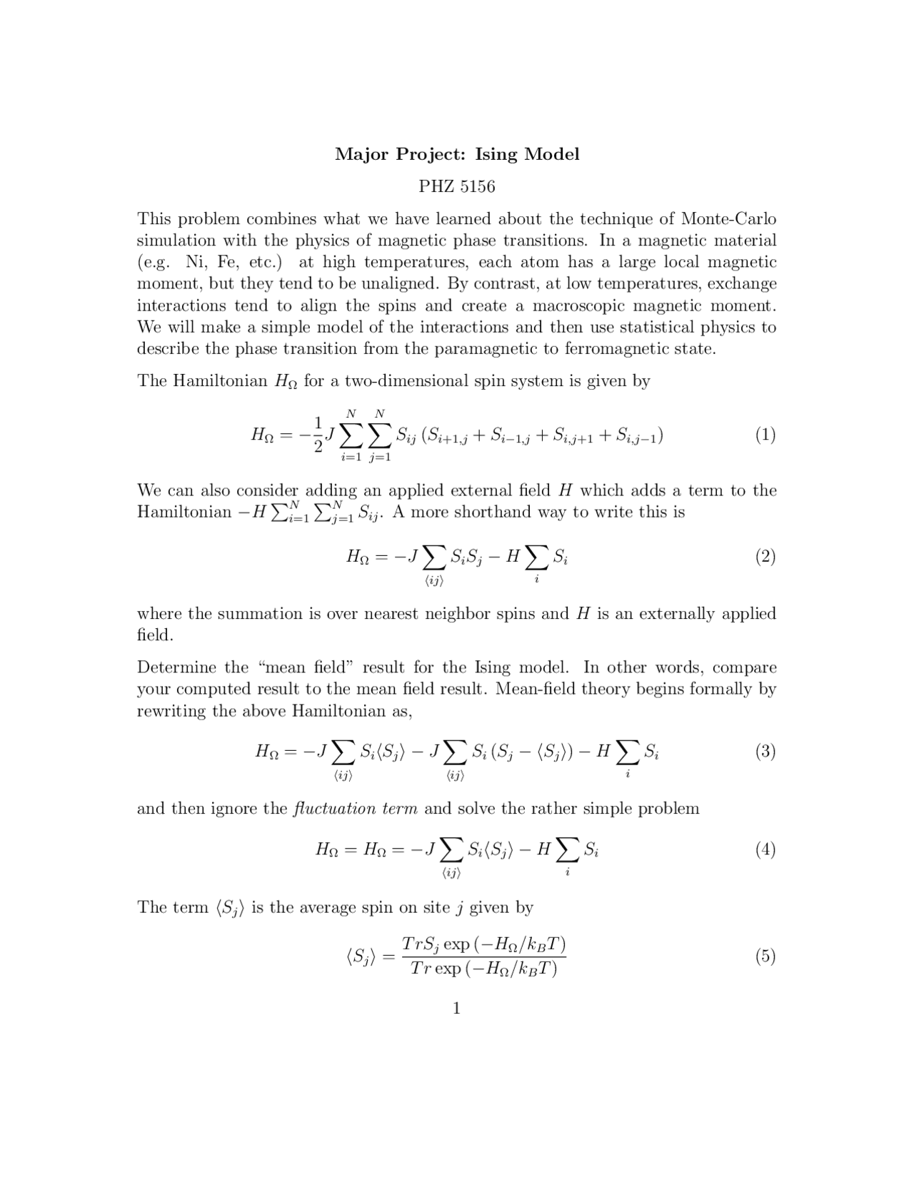 Ising Model Major Project Report Computational Physics Phz 5156