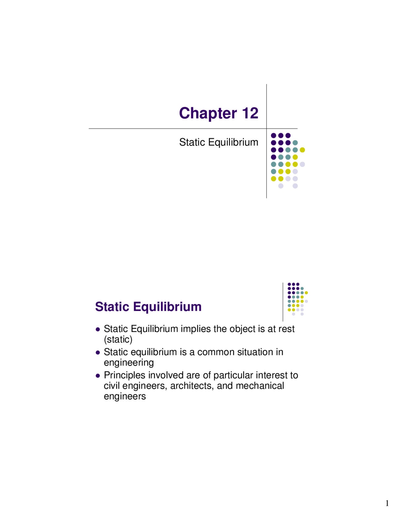Lecture Slides On Static Equilibrium General Physics Phys 201 Docsity