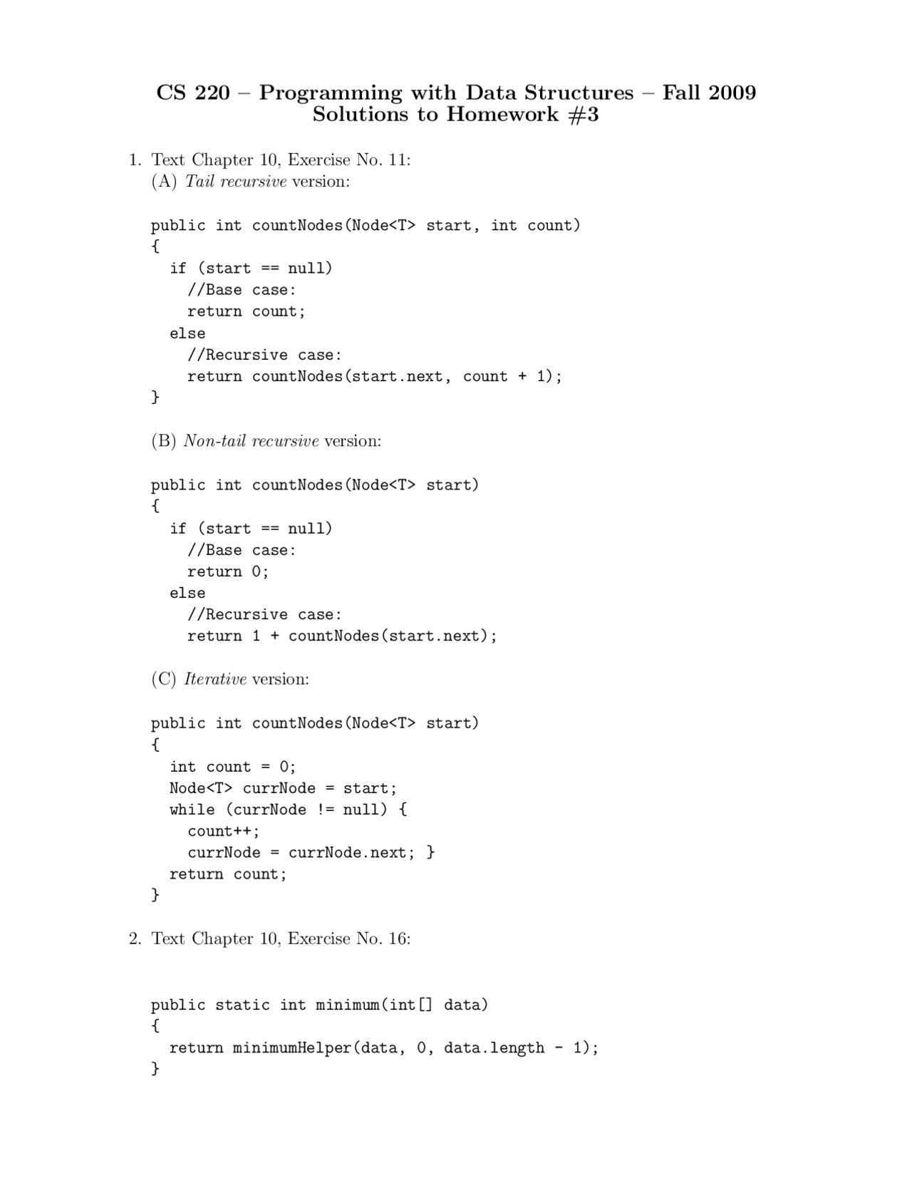Tail Recursive Non Tail Recursive And Iterative Version Assignment Cs 220 Docsity