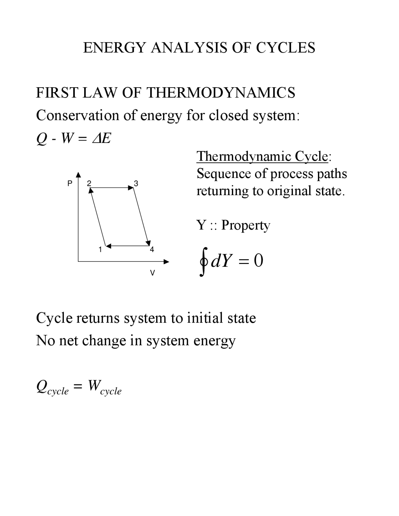 Energy Analysis of Cycles - Lecture Notes | ME 2233 | Study notes ...