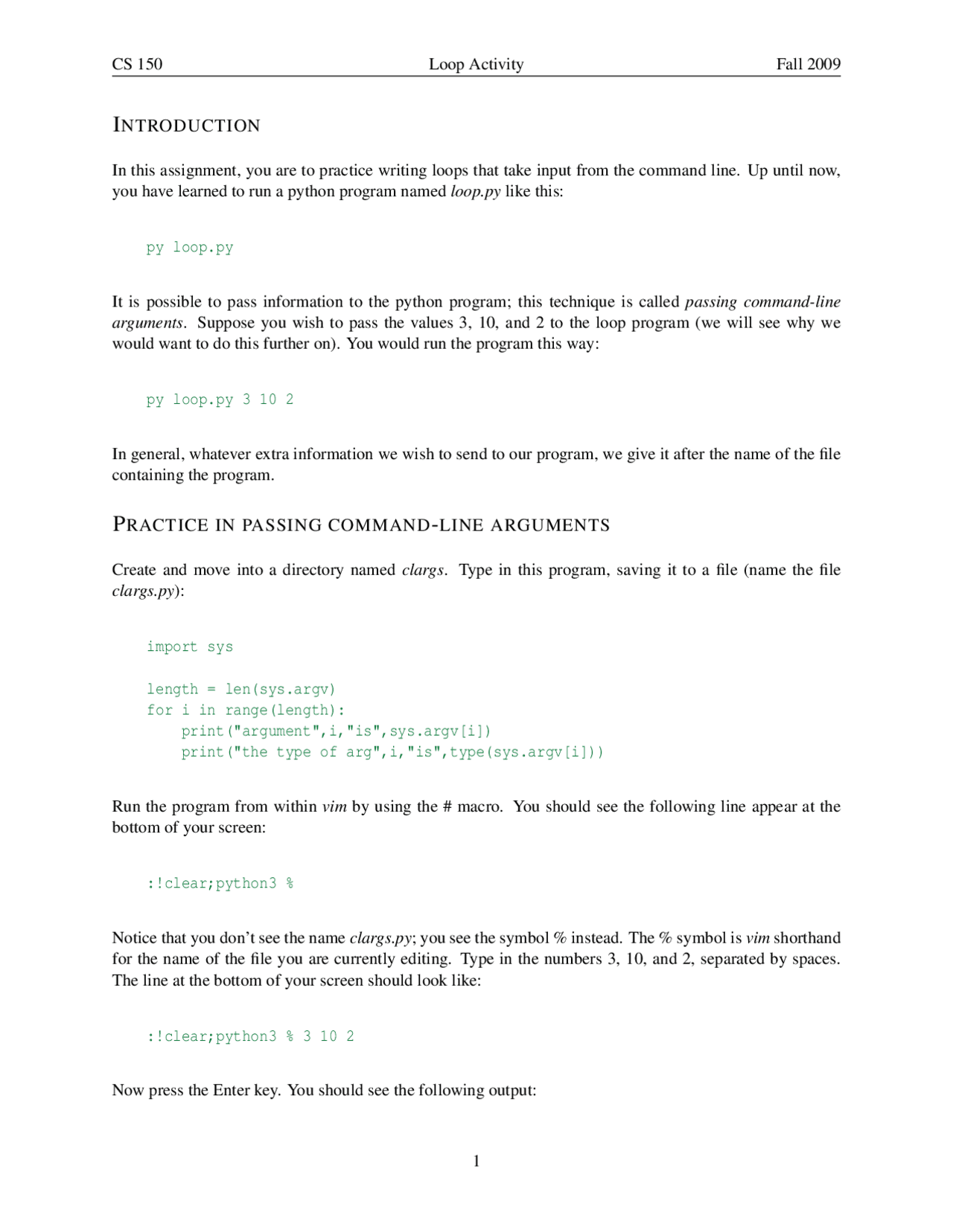 Loop Activity Sheet on Programming I | CS 150 - Docsity