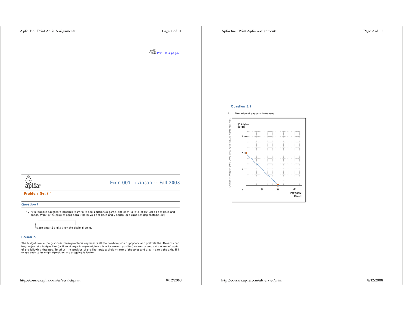 4 Questions On Microeconomic Principles Assignment 4 Econ 001 Docsity