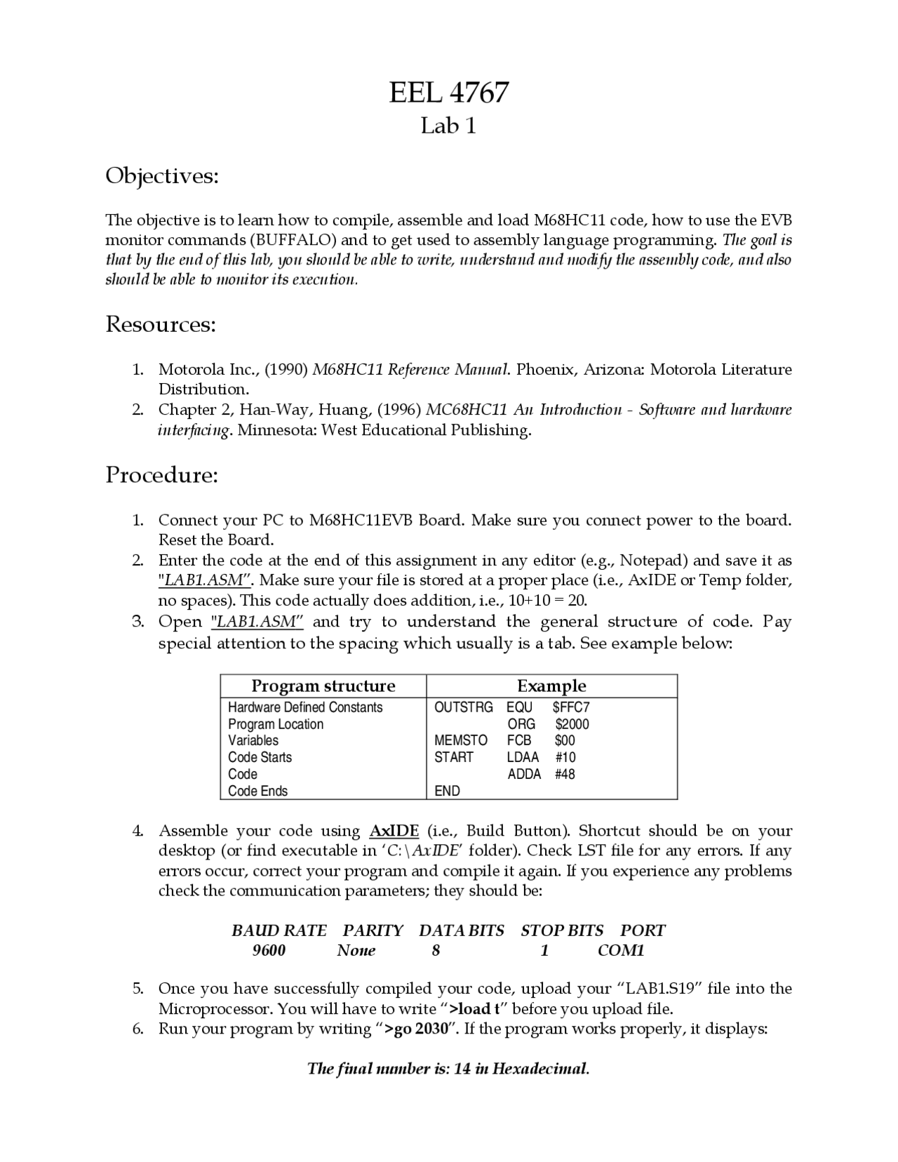 How to Use EVB Monitor Commands - Lab 1 | EEL 4767 - Docsity