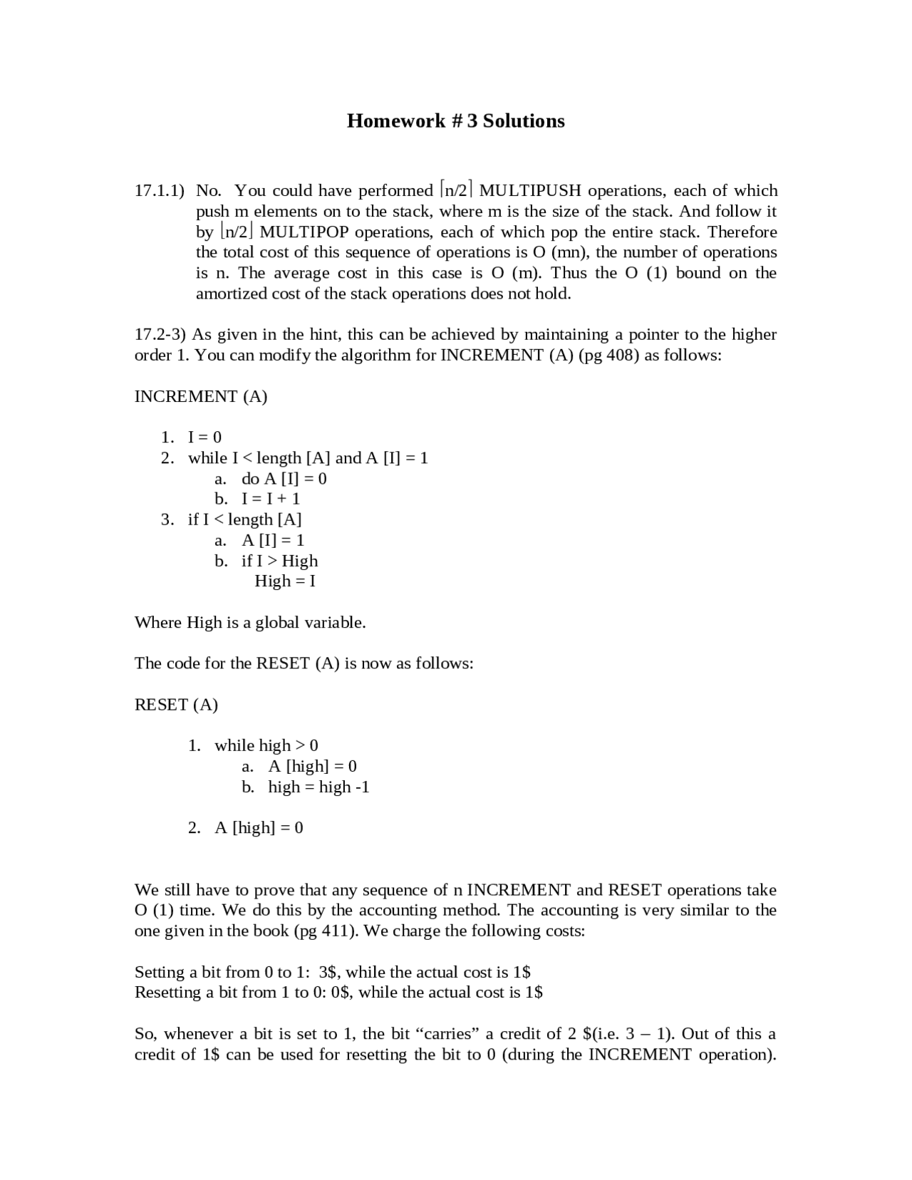 Analysis Of Algorithms Homework 3 Solutions Csci 570 Assignments
