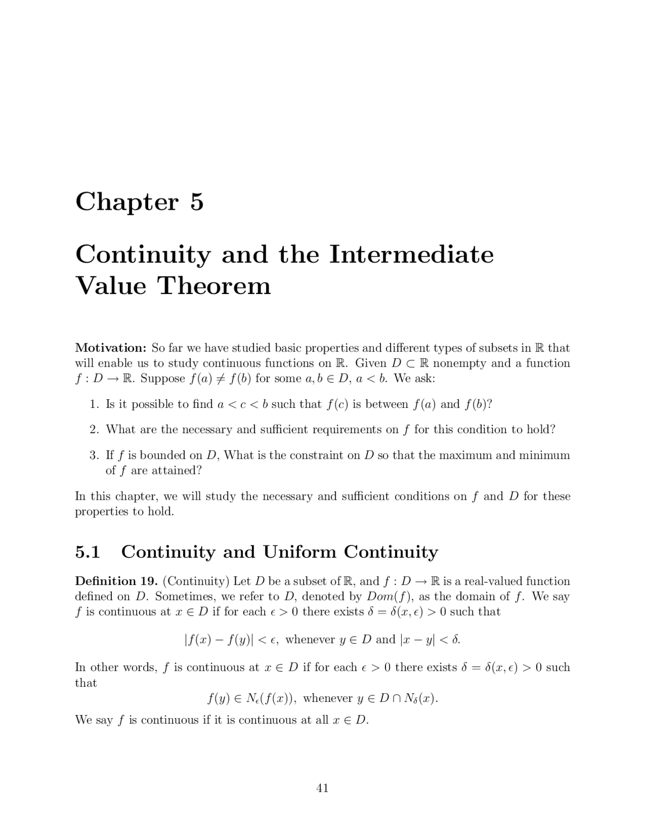 Notes on Continuity and the Intermediate Value Theorem | MATH 300 - Docsity