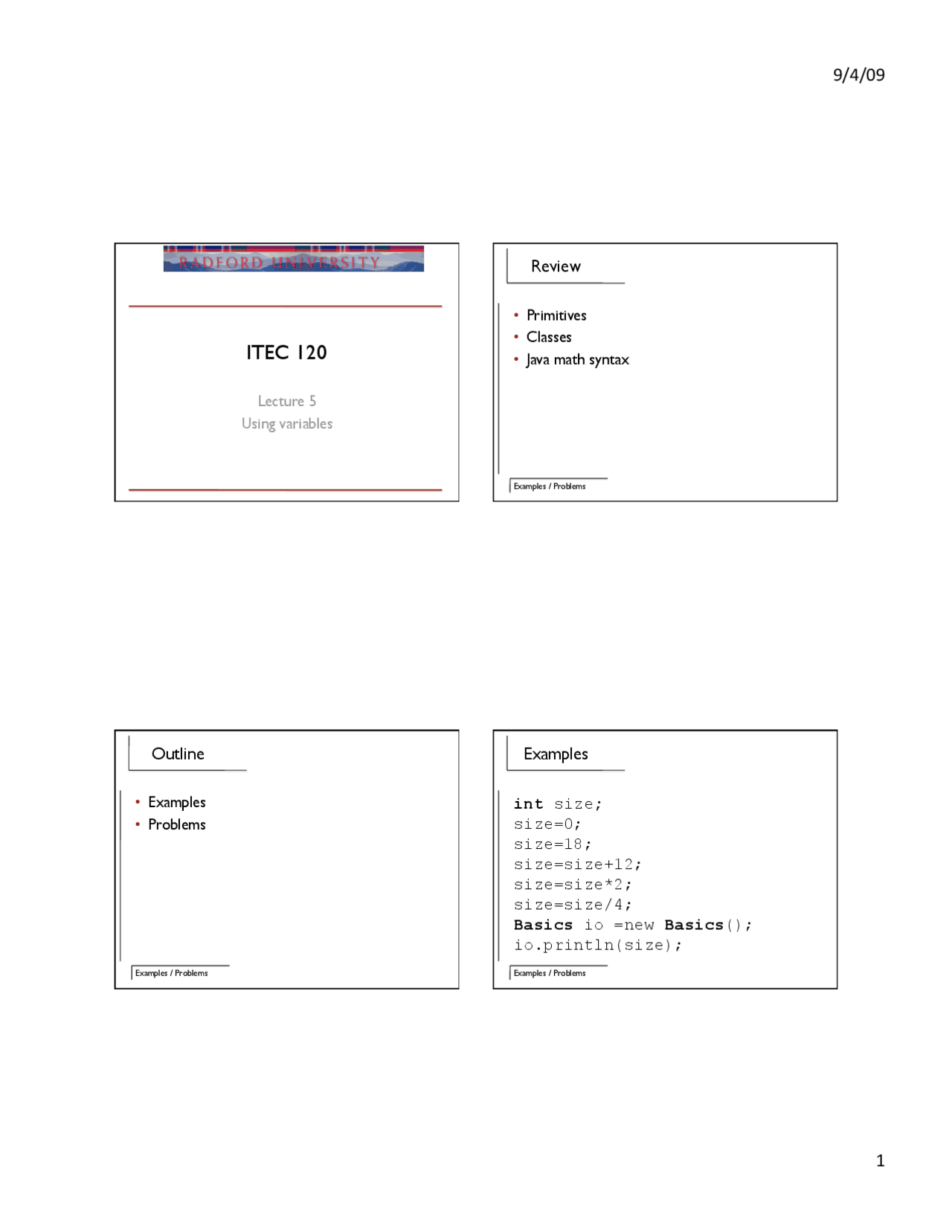 Using Variables Principles Of Computer Science I Itec 120 Docsity