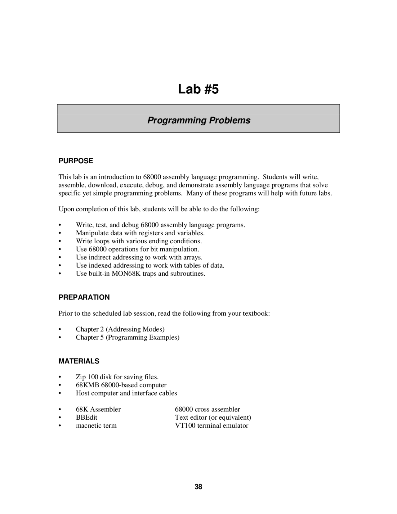 Programming Problems Laboratory 5 Csci 305 Docsity