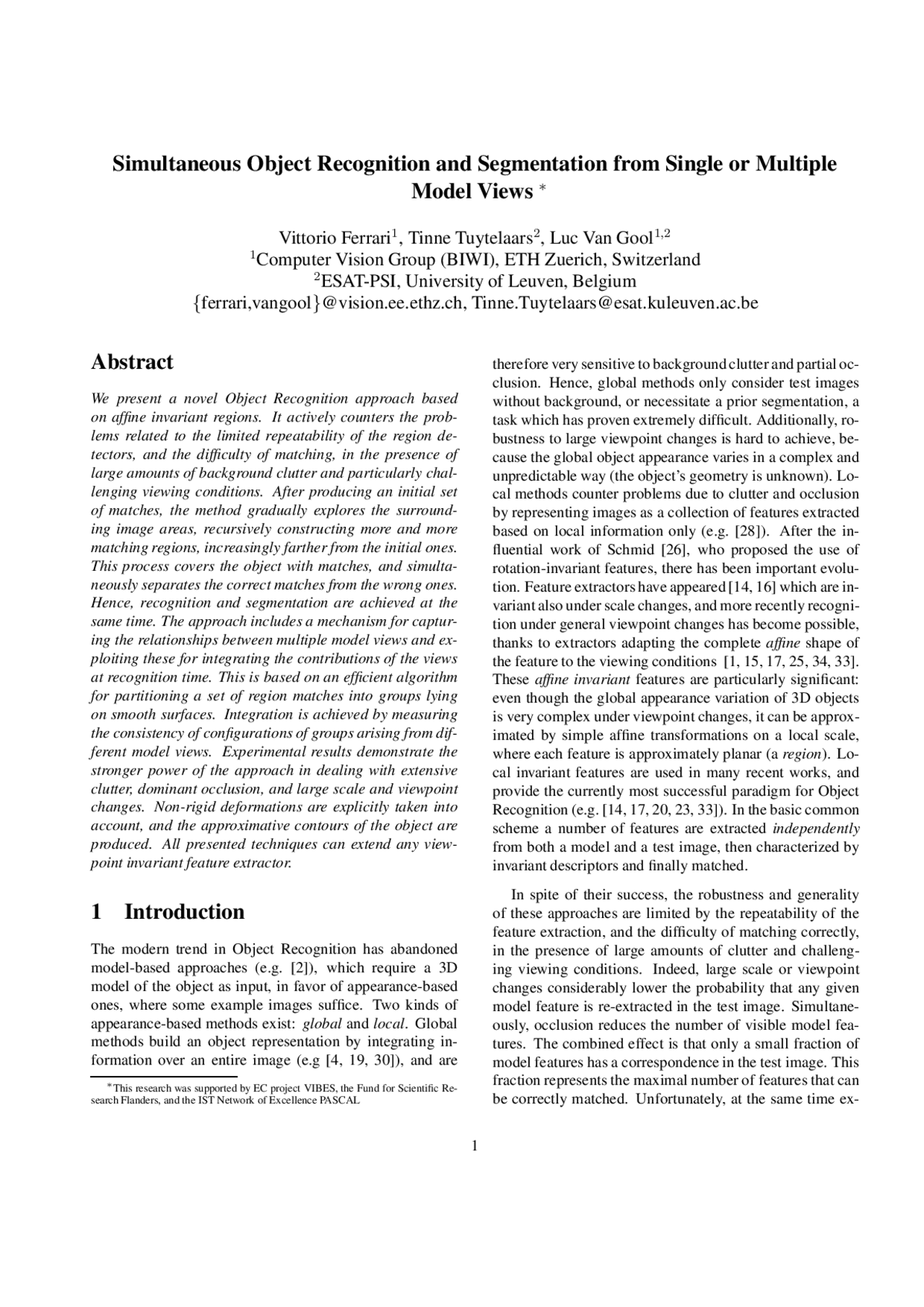 Simultaneous Object Recognition And Segmentation From Single Or