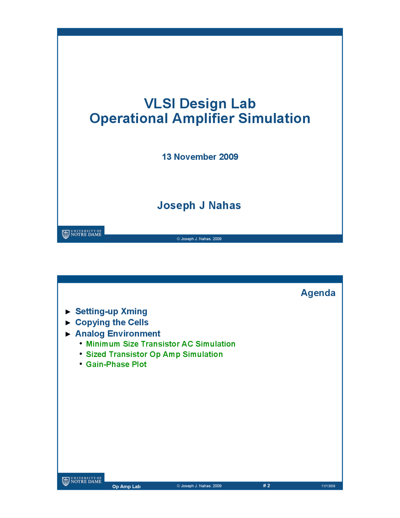 Vlsi Design Lab Operational Amplifier Simulation Lab 2 Cse 60462 Docsity