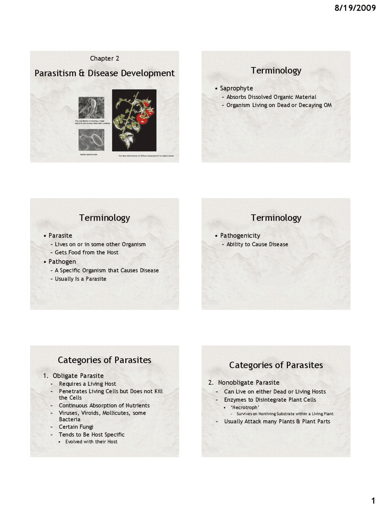 Lecture Slides On Parasitism And Disease Development Agh 483 Docsity