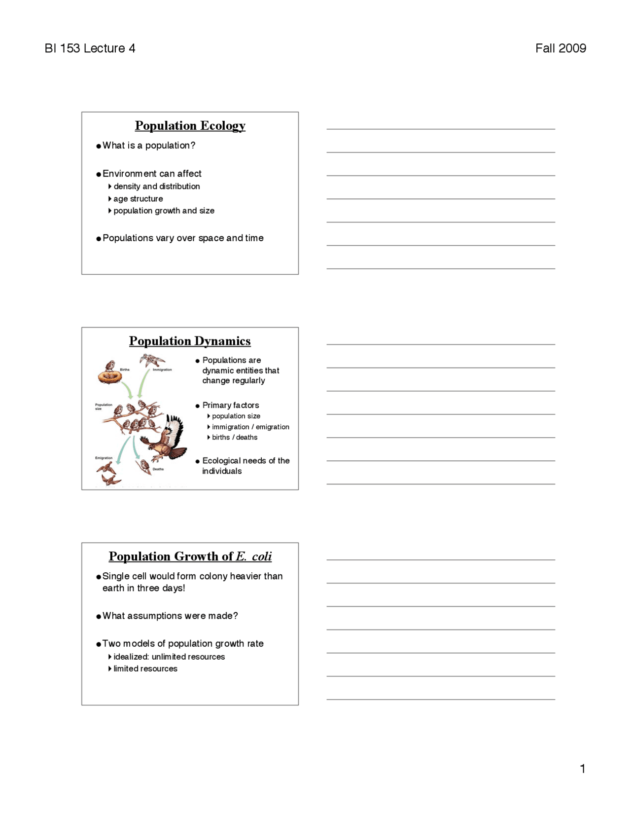 Population Ecology Introduction To Organismal Biology Lecture
