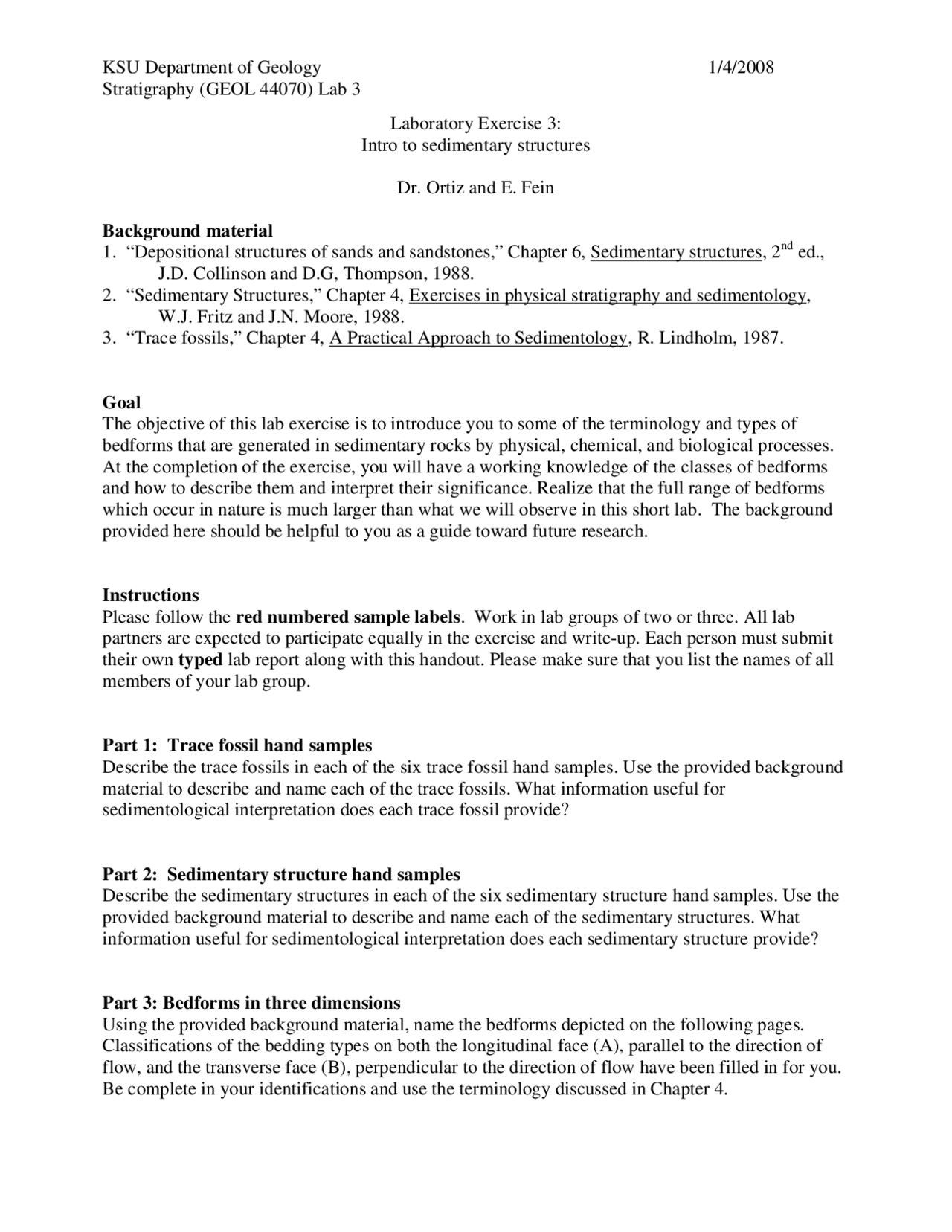 Lab Exercise III - Sedimentology and Stratigraphy | GEOL 44070 | Lab ...
