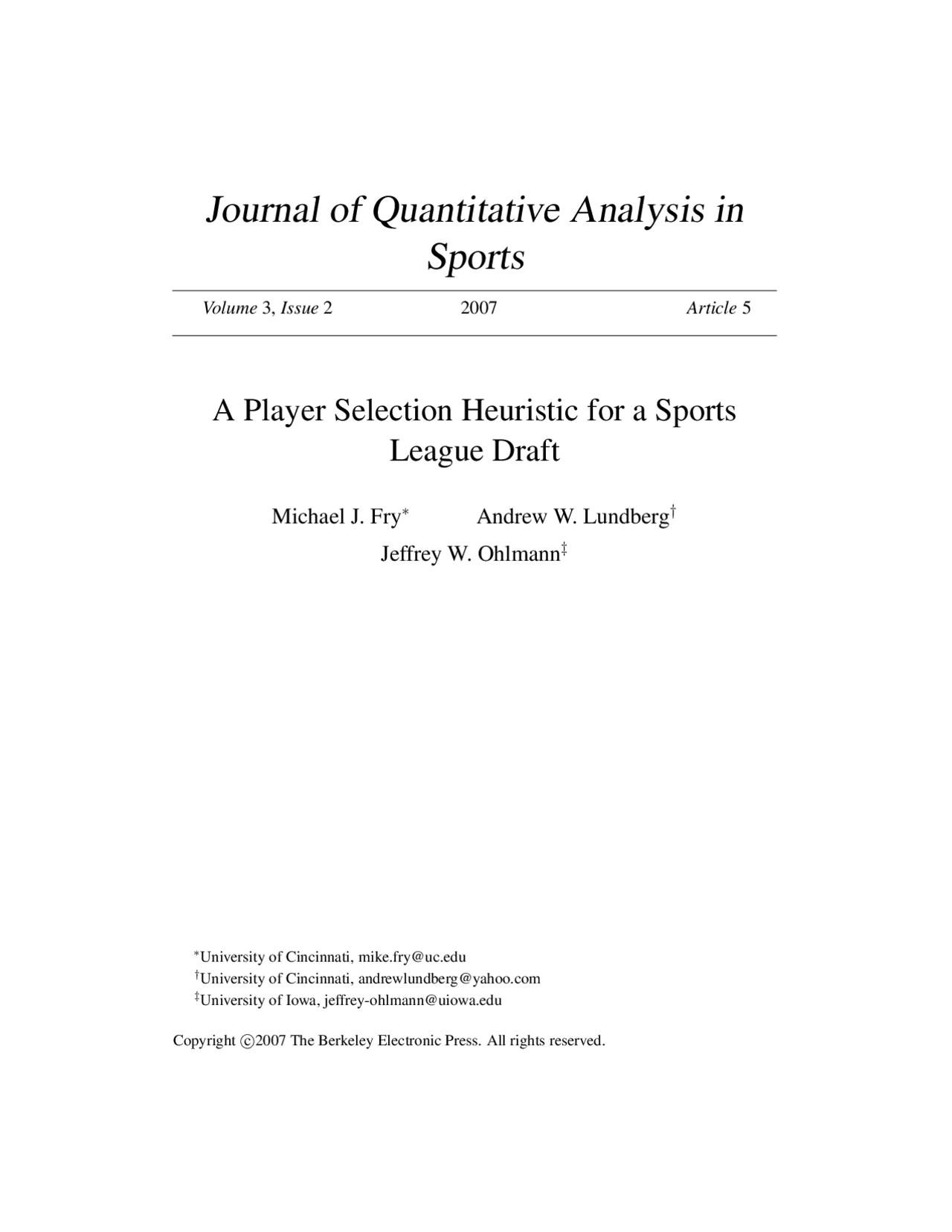 Comparing Draft Strategies in Fantasy Football: Dynamic Programming and ...