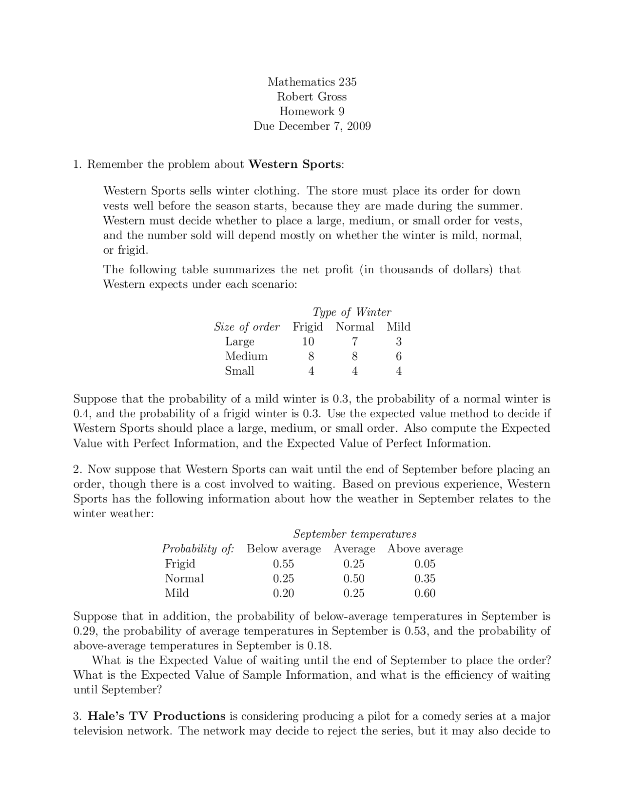 Assignment 9 Questions - Mathematics for Management Science | MT 235 - Docsity