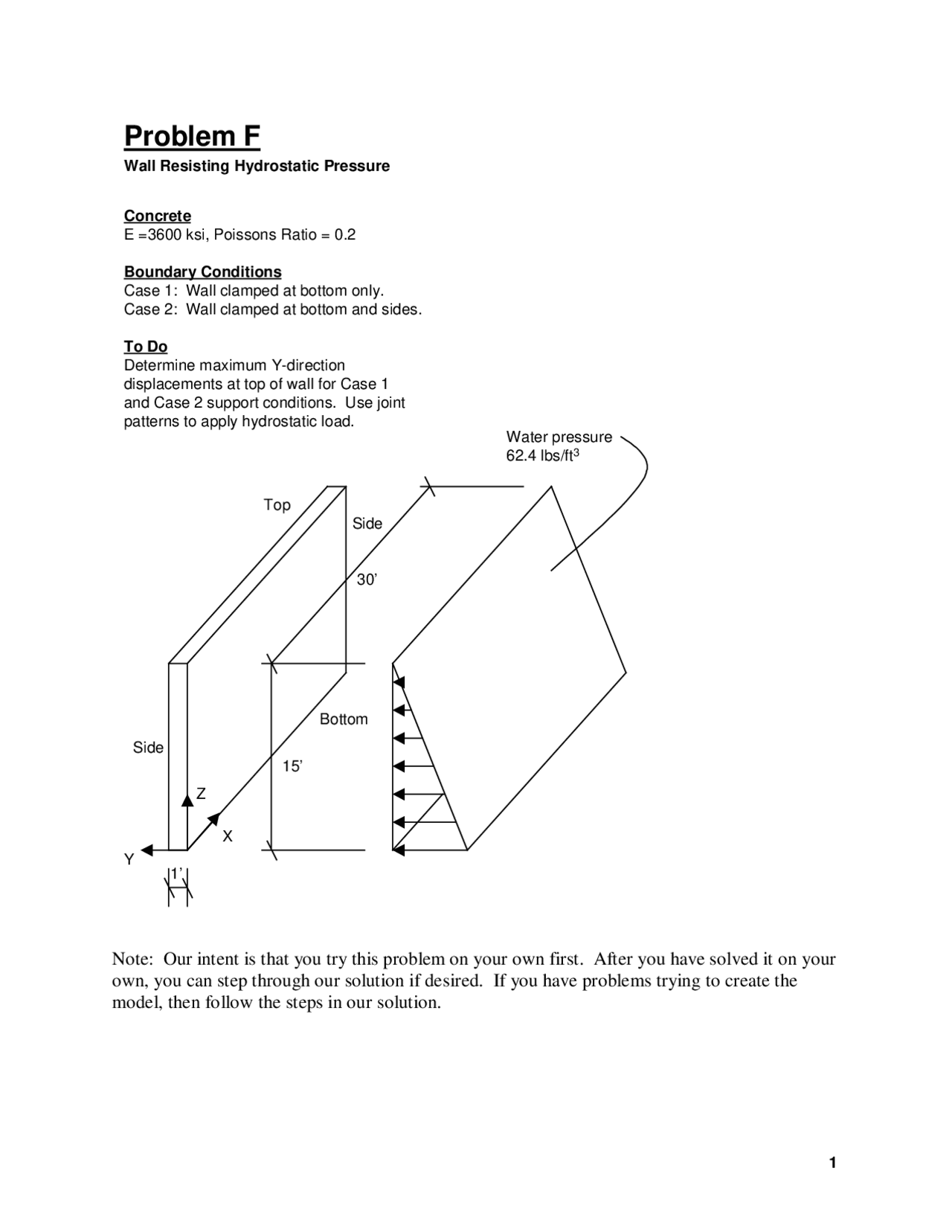 Advanced Photography - Problem F: Wall Resisting Hydrostatic Pressure | FA 409 - Docsity