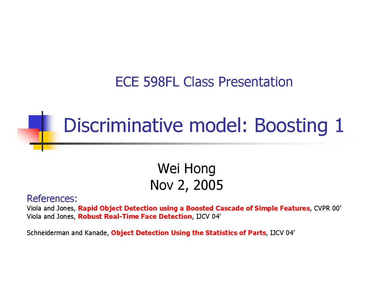 Discriminative Model Boosting I Electrical Machine Design Ece 598 Docsity