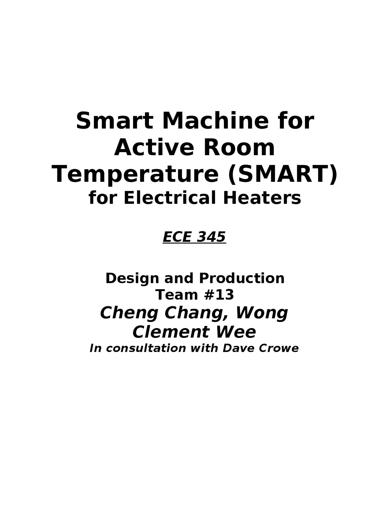 Smart Machine for Active Room Temperature for Electrical Heaters | ECE 445 - Docsity