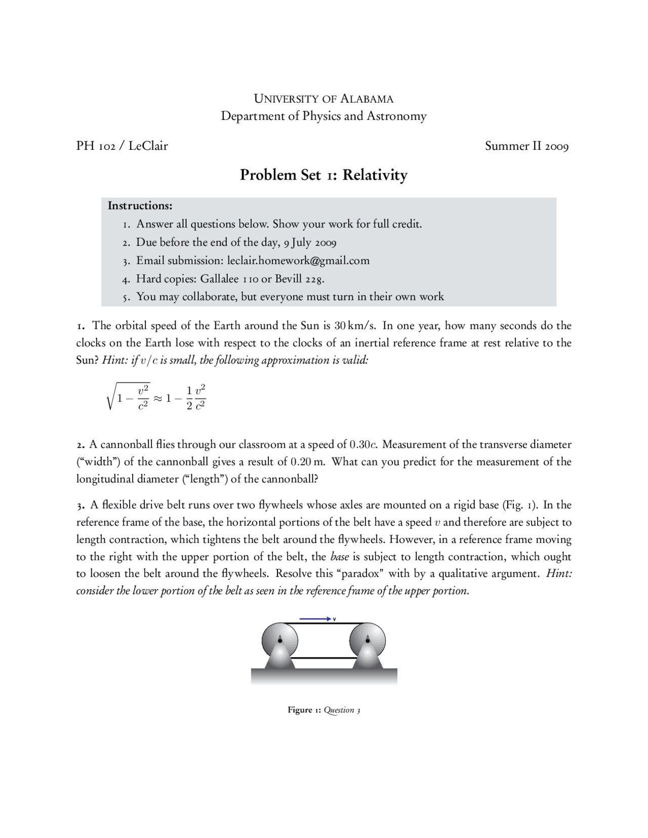 Relativity Problem Set 1 Practice Problems On General Physics Ii Ph