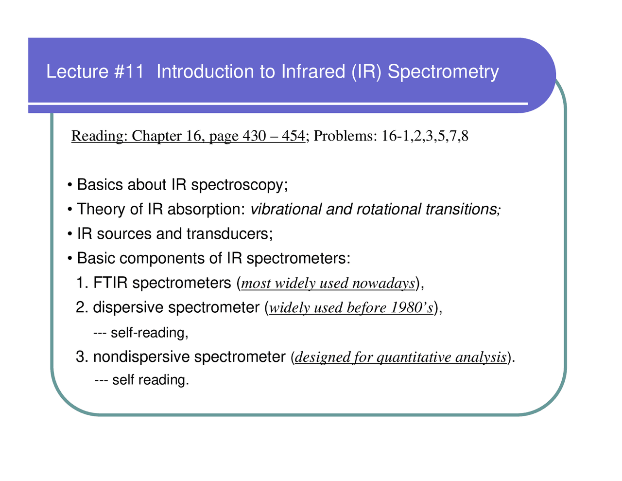Introduction to Infrared Spectroscopy - Slides | CHEM 434 | Study notes ...
