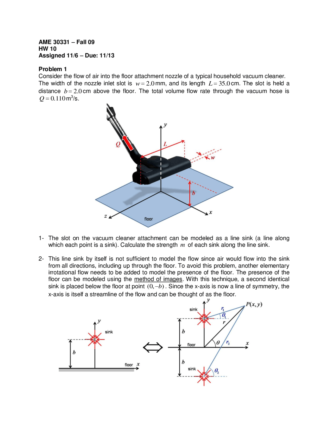 Homework 10 Problems on Fluid Mechanics | AME 30331 | Assignments Fluid Mechanics | Docsity