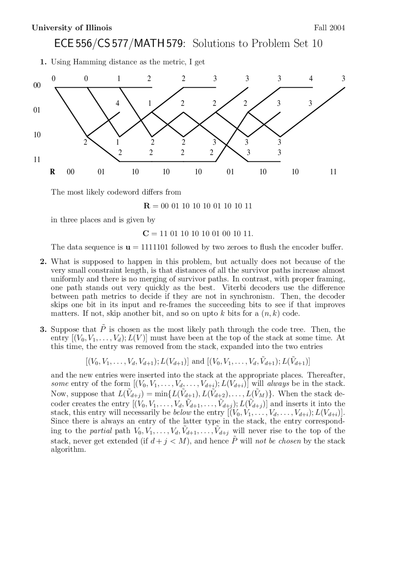 Coding Theory Problem Set 10 Solutions Ece 556 Docsity