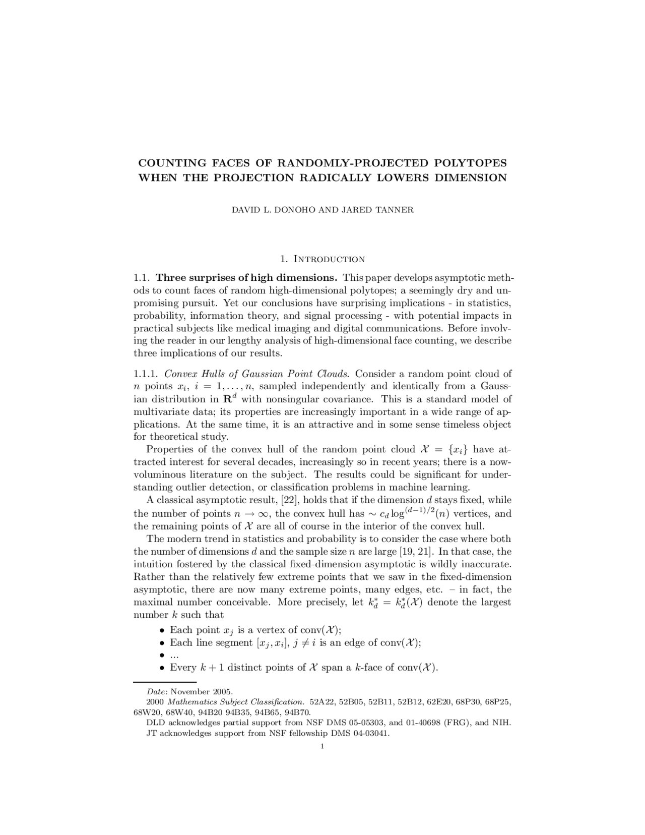 The Projection Radically Lowers Dimension | ECE 598 - Docsity