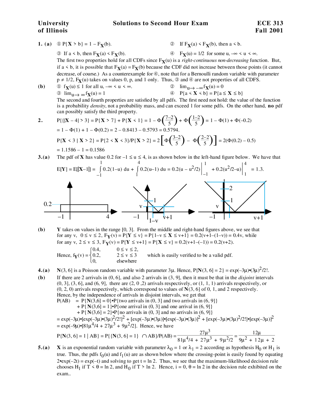 Probability with Engineering Applications - Exam II | ECE 313 - Docsity