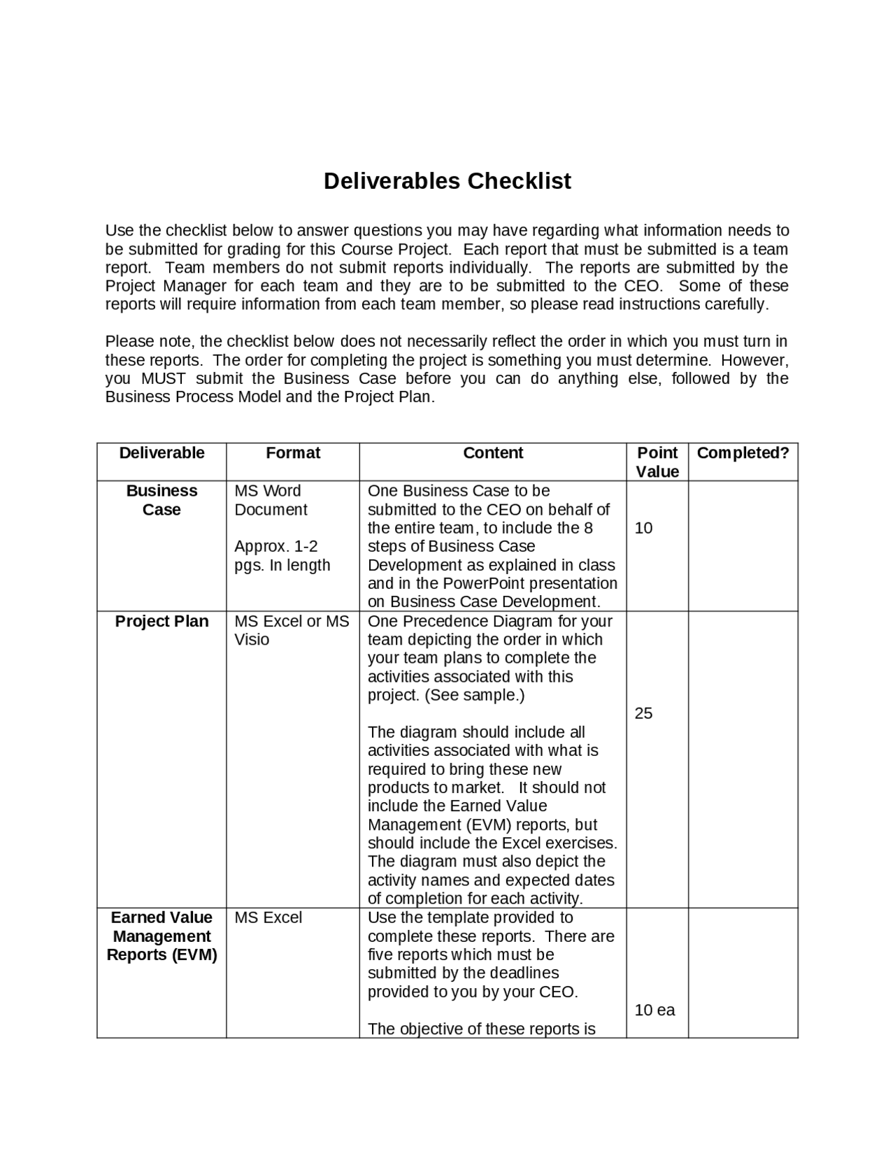 Deliverables Checklist - Essentials of Management Information Systems ...
